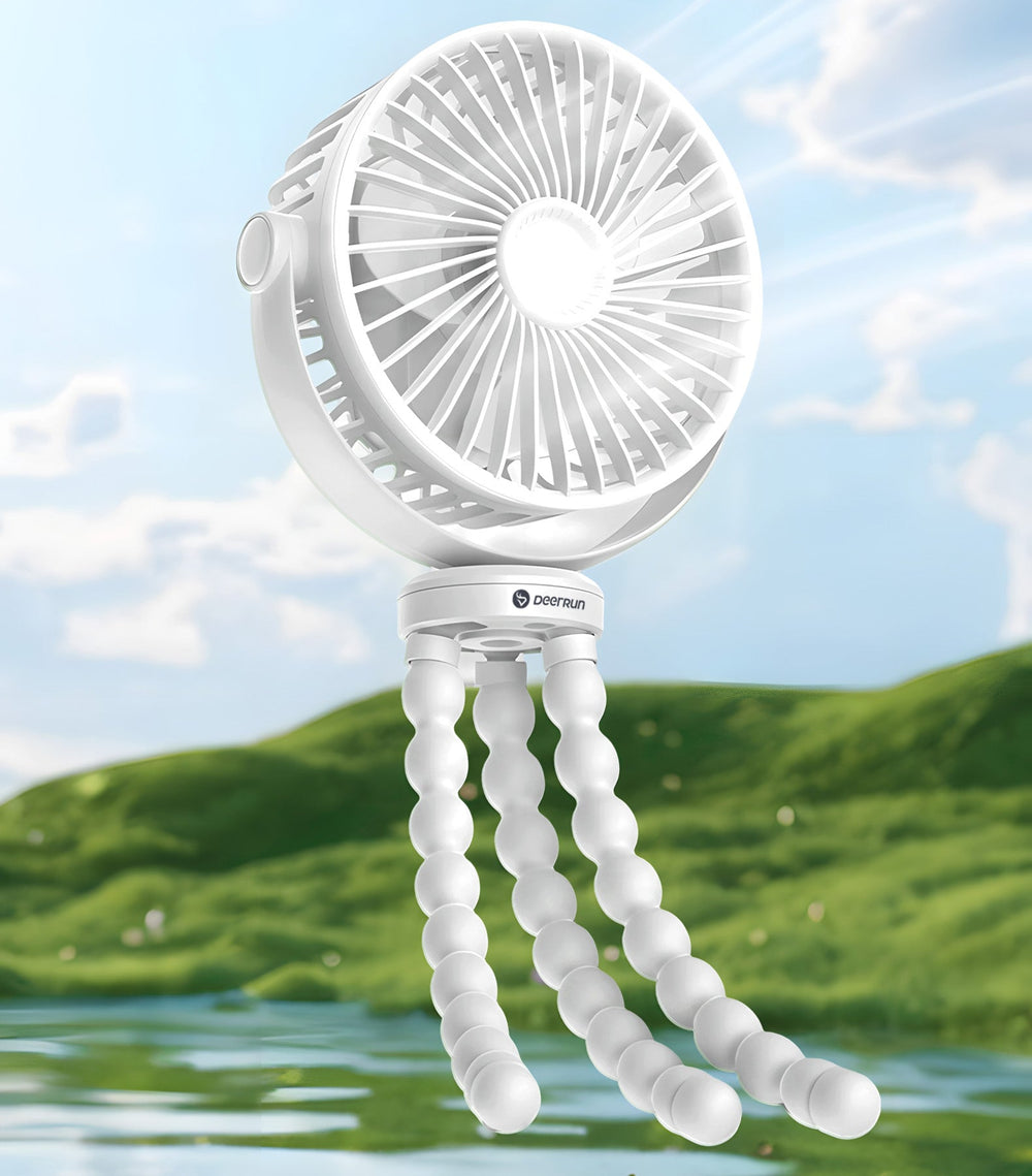 DeerRun Battery Powered Treadmill Fan, Flexible Tripod Clip-on Fan