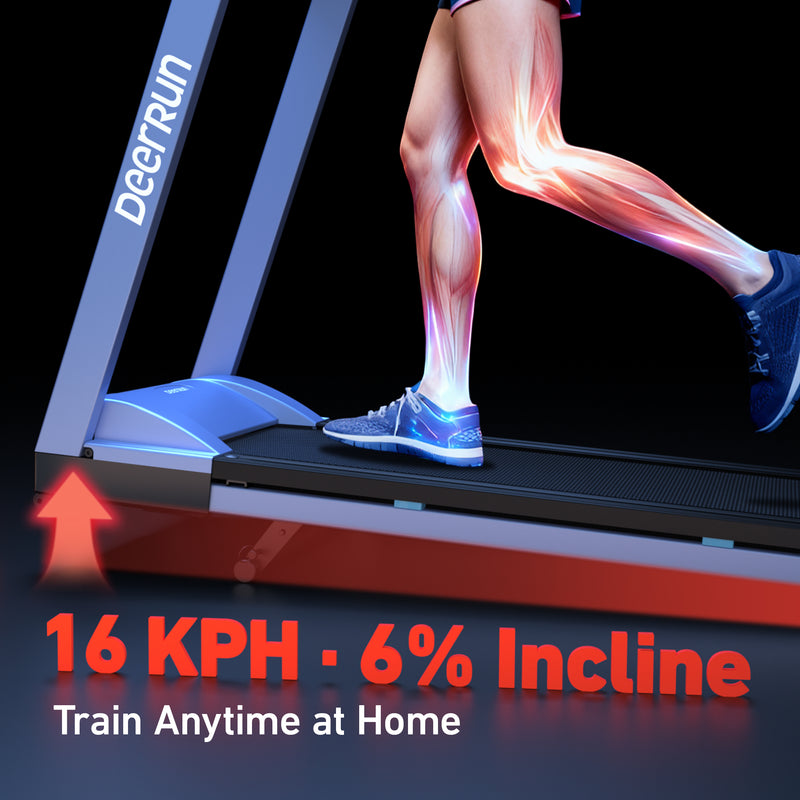 DeerRun A1 Pro Folding Smart Treadmill with 6% Incline - 16 KPH, 158 K